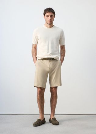 Mango Bermuda slim-fit chino coton beige - Homme - 38 - MANGO MAN