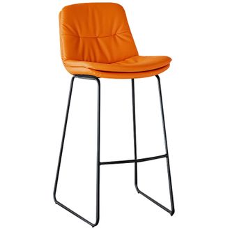 Generic Lederbezogene Barhocker, gepolsterte Tresenhocker mit R&uuml;cken- und Fu&szlig;st&uuml;tze, hohe Barhocker f&uuml;r K&uuml;cheninsel, Caf&eacute;, Kneipe