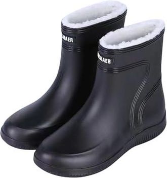 Generic Bottes de pluie rondes &agrave; talons pour femmes avec boucle et bout de chaussure au milieu pour femmes, bottes de pluie pour femmes, bottes de pluie 11 la