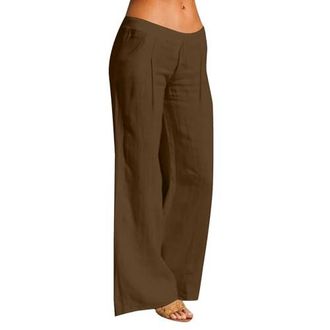 Generic Ydsxlp Pantalon large en lin pour femme - Taille &eacute;lastique - Coupe droite - Jambe large - Pantalon de d&eacute;tente d&eacute;t&eacute; de couleur unie - Pantalon de plage