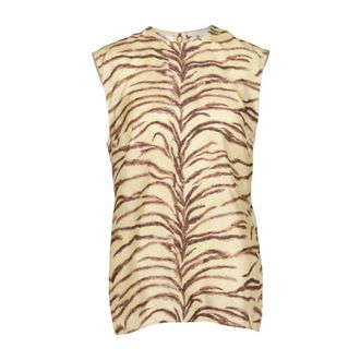 Stella McCartney Tiger Print &Auml;rmelloses Top - - Tops - Damen - Beige - M