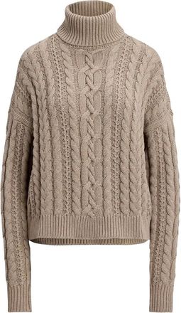 Ralph Lauren Femme, Pulls, Beige, Taille: 38 FR Pull &agrave; col roul&eacute; en maille torsad&eacute;e