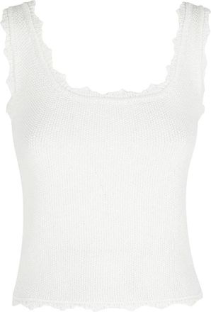 Low Classic LOW Classic, Femme, Tops, Blanc, Taille: 40 FR Lace Edge Sleeveless Knit