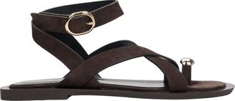 Estro & Luminara Femme, Chaussures, Brun, Taille: 38 EU Sandales &agrave; brides en velours marron selle