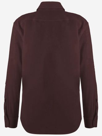 Her Shirt Womens Silk Stretch Shirt Brown