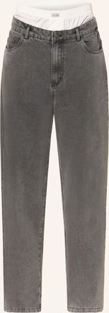 Karo Kauer Karo Kauer Wide Leg Jeans Im Materialmix grau