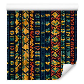 OEM Carta Da Parati A Maglia Colorata Blu Navy E Gialla Per Soggiorno E Camera Da Letto 50x1000 Cm