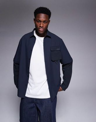 HUGO BOSS Glamping - Surchemise en nylon coupe décontractée avec manches amovibles - Bleu marine