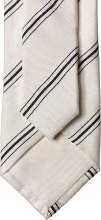 Dolce & Gabbana Beige Black Stripes Silk Adjustable Men Necktie Tie