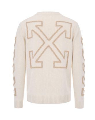 Off-white Mens Crewneck Wool Sweater Cream Jumpers