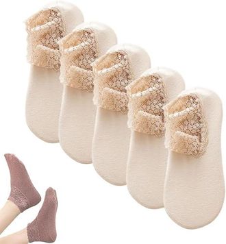 Generic Chaussettes chaudes en dentelle pour femme, chaussettes confortables antid&eacute;rapantes avec bordure en dentelle, jolies chaussettes courtes &agrave; volants pou