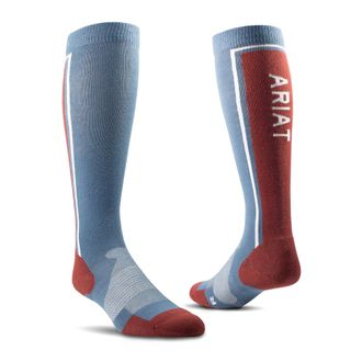 Ariat TEK Winter Slimline Socks in Blue, Size Medium