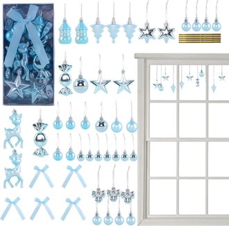 Generic Christmas Ornaments Set, Shatterproof Christmas Decorations, 45 Pieces Festival Decoration For Tree,for Railing Window Engagement Wedding Store Wreath