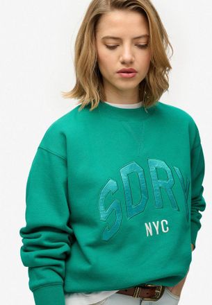 Superdry Sweatshirt VARSITY SATIN APPLIQUE CREW aus Baumwollmischung, Relaxed Fit, mit Print
