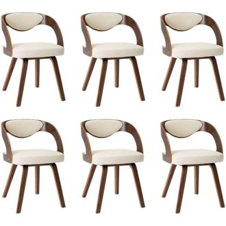 vidaXL Vidaxl - Chaises &agrave; manger lot de 6 cr&egrave;me bois courb&eacute; et similicuir