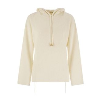 Fabiana Filippi Femme, Sweatshirts et sweats &agrave; capuche, Blanc, Taille: 34 FR Pull &agrave; Capuche en Maille Anglaise C&ocirc;tes