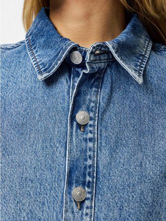 Pieces Jeansbluse PCSKY SS A-SHAPE DENIM TOP NOOS BC im Oversized-Schnitt