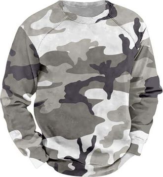 Generic Sweat-shirt pour homme sans capuche avec impression - Pull dhiver chaud pour homme - Pull de camouflage militaire - Pull de travail - Col rond - Manch