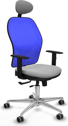 Piqueras y Crespo Schreibtischstuhl aus Kunstleder mit 1D-Armen, h&ouml;henverstellbare Lendenwirbelst&uuml;tze und festes Kopfteil, ausgestattet mit Syncro/Traslack und eingespr