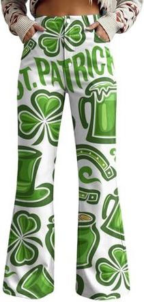 Generic HUIFUAO Pantalon de la Saint-Patrick pour femme - Pantalon tr&egrave;fle amusant - Costume irlandais de la St Paddys Day - Pantalon de tr&egrave;fle irlandais - Tai