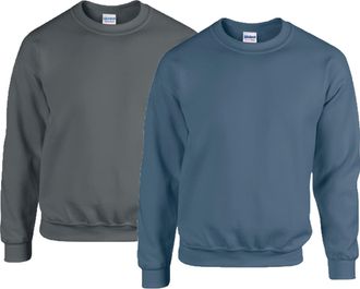 Gildan Heavy Blend Sweatshirt - S, M, L, XL, XXL, 3XL, 4XL, 5XL /1x Anthrazit + 1x Indigo + 1x HL Kauf Notizblock, XXL