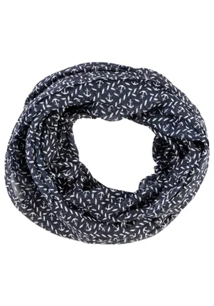 Laura Scott Loop LAURA SCOTT, Damen, marine, wei&szlig;, Web, Polyester, bedruckt, gemustert, Modet&uuml;cher Loop, leichtes Webmaterial, einlagige Verarbeitung
