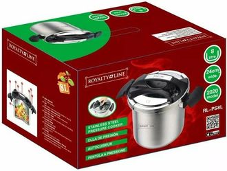 Royalty Line snelkookpan gemaakt van roestvrij staal marmer coating 8L