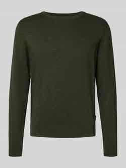 Bugatti Strickpullover mit gerippten Abschl&uuml;ssen