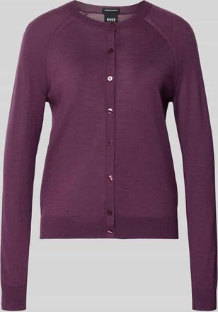 HUGO BOSS Strickjacke aus Wolle mit Raglan&auml;rmeln