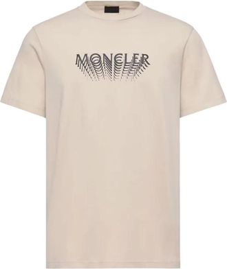 Moncler Logo Baumwolljersey T-Shirt - - Tops - Herren - Beige - XL