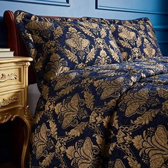 Riva Paoletti Shiraz Blumen-Jacquard-Kissenbezug, Navy