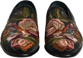 Dolce & Gabbana Velvet Floral Embroidery Loafer - Black
