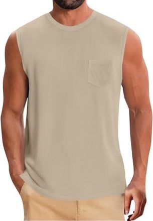 Generic D&eacute;bardeur de sport ray&eacute; pour homme - Sans manches - Pour entra&icirc;nement musculaire - D&eacute;bardeurs d&eacute;t&eacute; d&eacute;contract&eacute;s, beige, 4XL