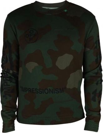 Off-white Homme, Sweatshirts et sweats &agrave; capuche, Vert, Taille: XS Logo Crewneck SweaT-shirt