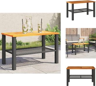 vidaXL Gartentisch Schwarz 70x38x42 cm Poly Rattan Akazienholz - Gartentisch - Esstisch - Balkontisch - Terrassenm&ouml;bel - Gartenm&ouml;bel