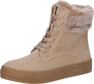 Caprice Damen Sneaker hoch mit Fütterung mit Schnürsenkeln Bequem, Beige (Sand Suede), 37 EU