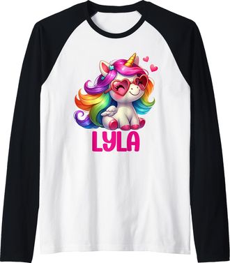 BDAZ Lyla Einhorn-Name, personalisiertes Design Raglan