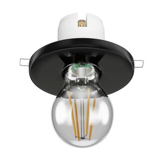 LEDs Com Porzellan Decken-Einbauleuchte TELA, schwarz, inkl. E27 LED Lampe, Rauchglas 370lm, extra-warmwei&szlig;