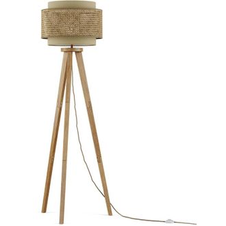 Vicco Lampadaire Morten, rotin/cr&egrave;me, 45x142cm, Vicco