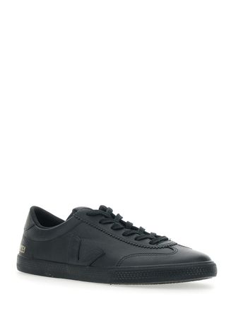 Veja Unisex Sneakers Volley Black Leather Organic Traced Trainers