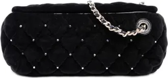 Chanel Pre-owned Sac pochette matelass&eacute; en velours - Femme - Pre-owned - Noir - Taille: ONE Size