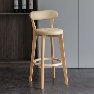 Generic Barhocker im Mid-Century-Stil, 71 cm hoch, Kunstleder, Beine aus Massivholz, Fu&szlig;st&uuml;tze, ohne Armlehnen, 2er-Set, wei&szlig;