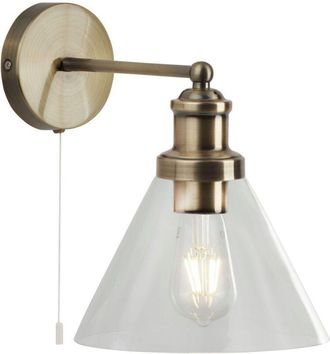 Licht-Erlebnisse Luminaire de salle de bain m&eacute;tal verre E27 25 cm de haut avec interrupteur en laiton design vintage antique