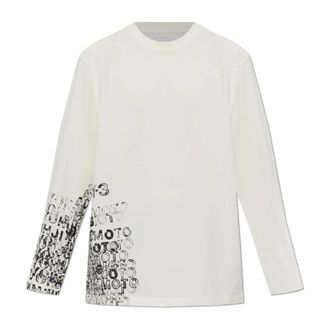 Yohji Yamamoto Homme, Tops, Beige, Taille: 2XS GFX Long Sleeve Tee