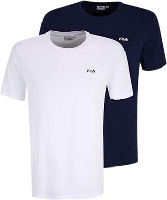 Fila Lot de 2 t-Shirts pour Homme, Blanc Vif/Bleu médiéval, S