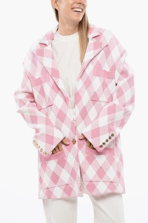 Balmain Oversized-Mantel mit Gingham-Muster Balmain
