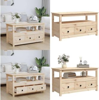 vidaXL Couchtisch 102x49x55 cm Massivholz Kiefer - Holztisch - Couchtisch - Kiefernholz - Wohnzimmerschreibtisch - Sideboard - Home & Living