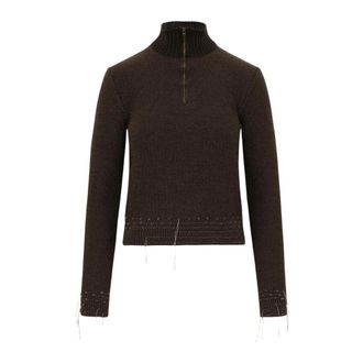 Maison Margiela Femme, Pulls, Brun, Taille: 38 FR Col roul&eacute;s