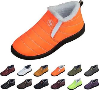Generic Bottines dhiver pour femme - Doublées - Imperméables - Bottes de neige courtes - Bottes dhiver plates - Antidérapantes - Chaussures dextérieur à enfil