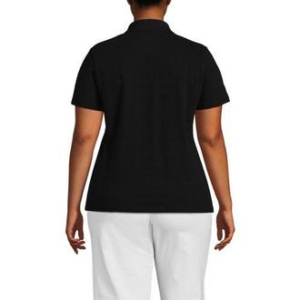 Lands End Piqu&eacute;-Poloshirt, Damen, Gr&ouml;&szlig;e:52-54 plus, Schwarz, Baumwolle, by Lands End